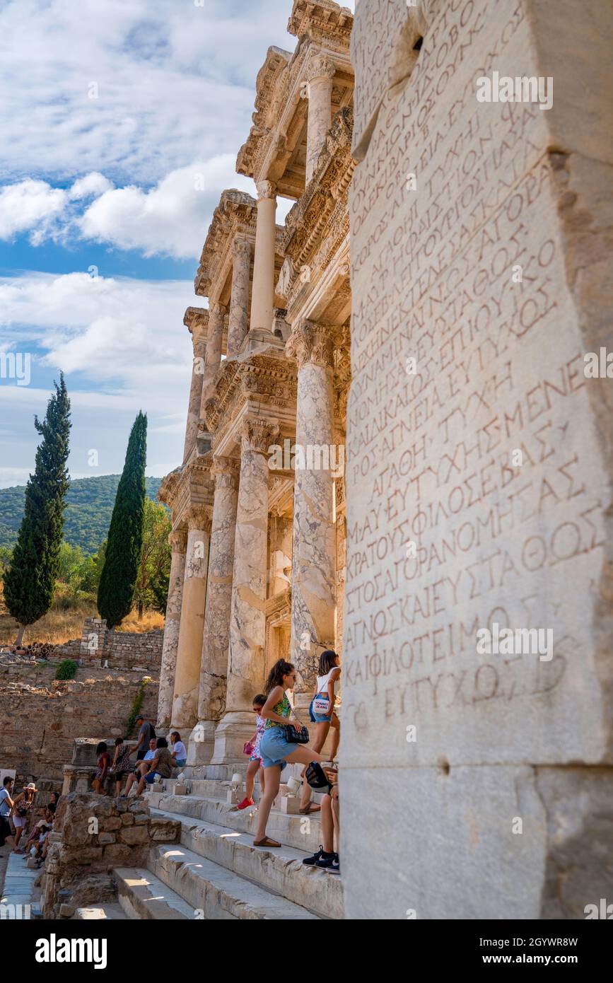 Efes, Izmir, Turkey - August 23, 2021: Ruins of Celsius Library in ...