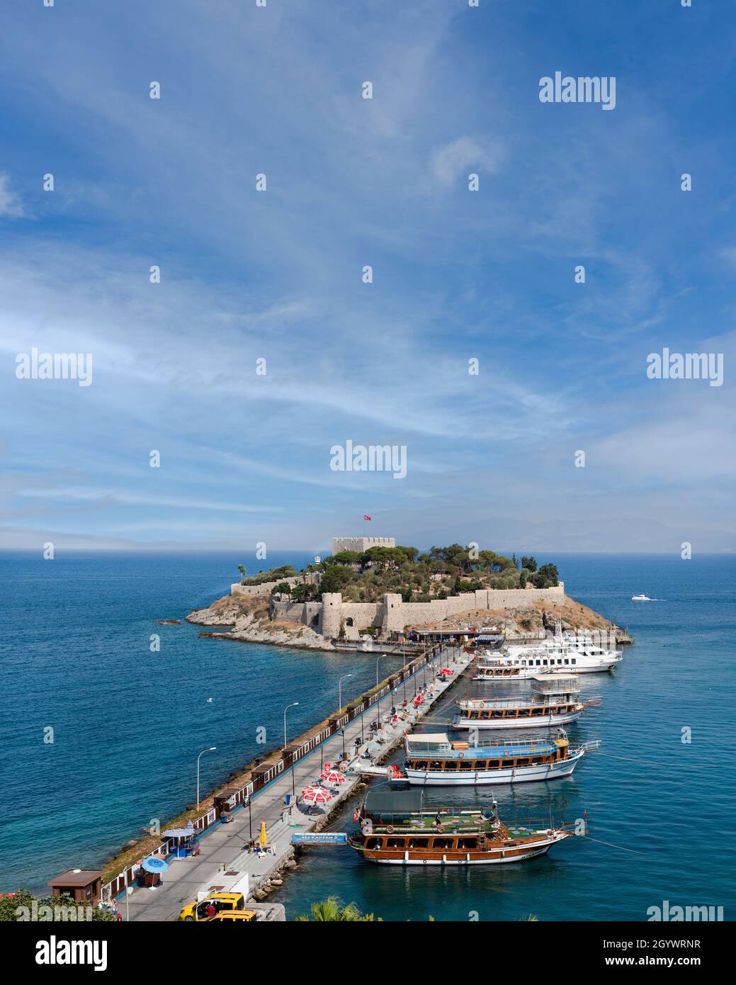 Kusadasi, Turkey - August 23, 2021: Pigeon Island Castle, (Guvercinada ... Kusadasi, Turkey - August 23, 2021: Pigeon Island Castle, (Guvercinada ...