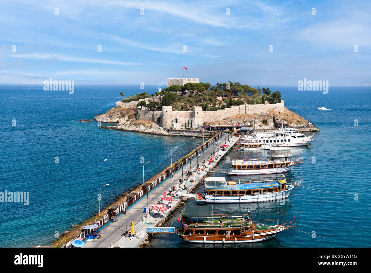 Kusadasi, Turkey - August 23, 2021: Pigeon Island Castle, (Guvercinada ... Kusadasi, Turkey - August 23, 2021: Pigeon Island Castle, (Guvercinada ...