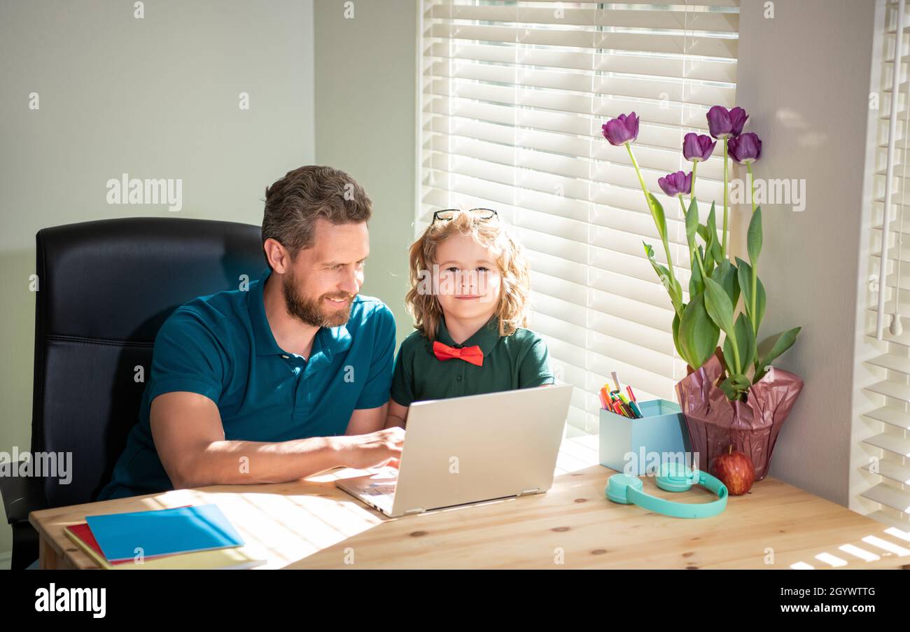 family blog. nerd boy do homework with teacher. webinar video lesson ...