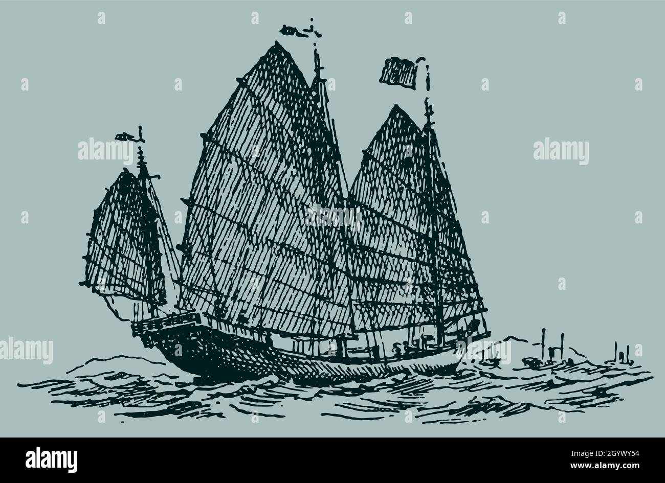 Chinese junk illustration hi-res stock photography and images - Alamy