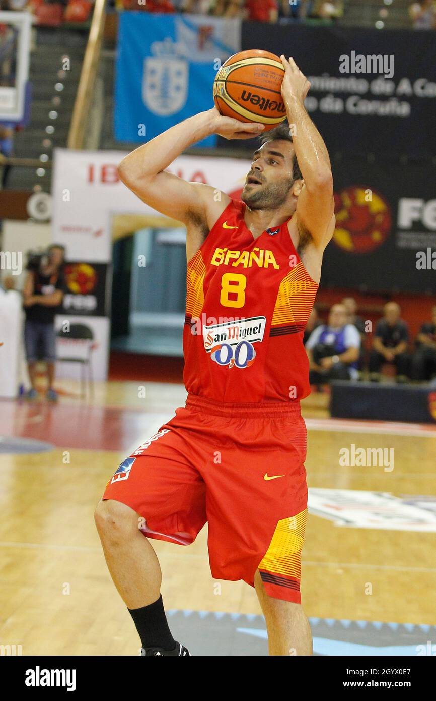 A Coruña, Spain. Marc Gasol shooting for the basket during the friendly ...