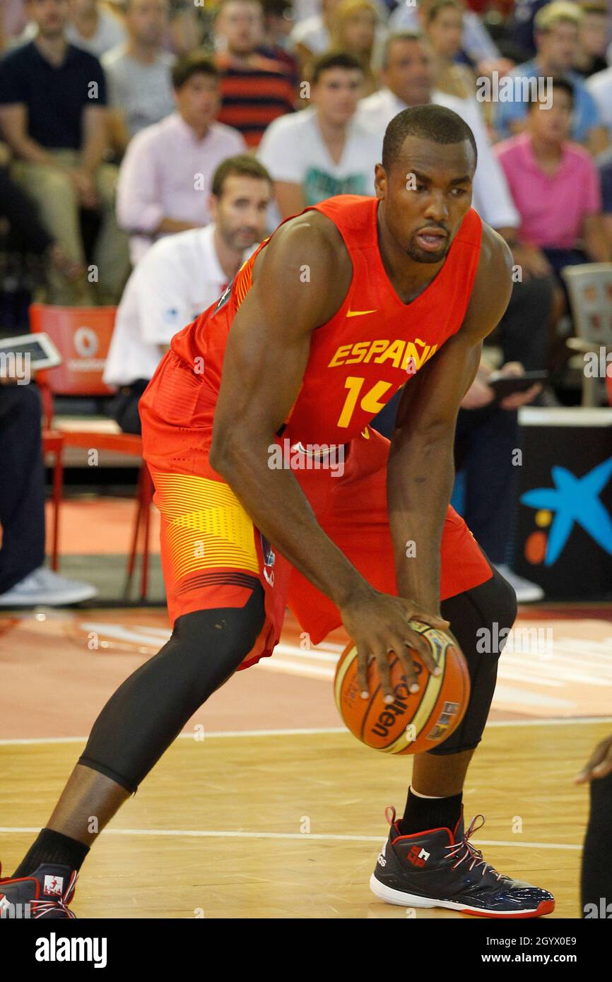 A Coruña, Spain. Serge Ibaka shooting for the basket during the ...