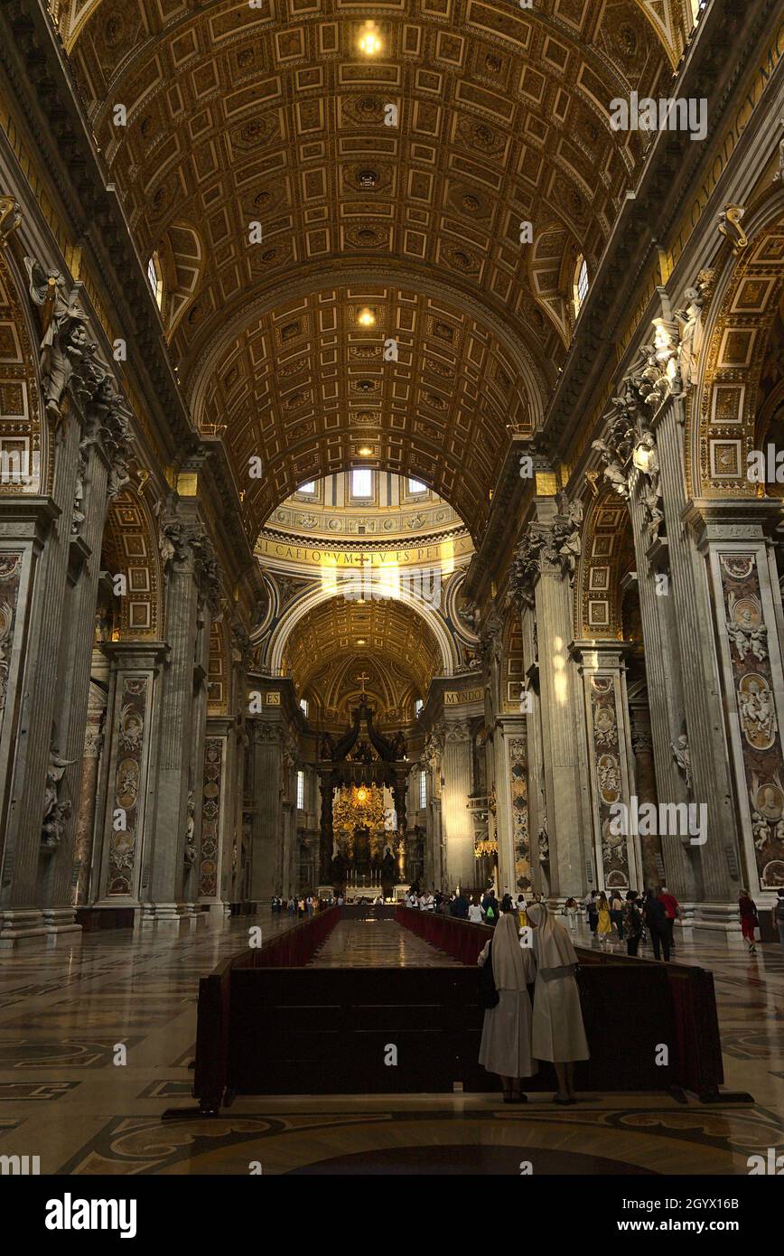 VATICAN, VATICAN CITY - Sep 02, 2019: The St Peter's Basilica interior ...