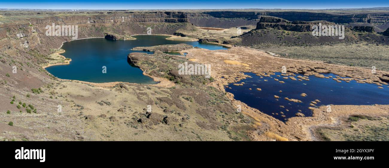 View of Valley and Cliffs from the Dry Falls Visitor Center in ...