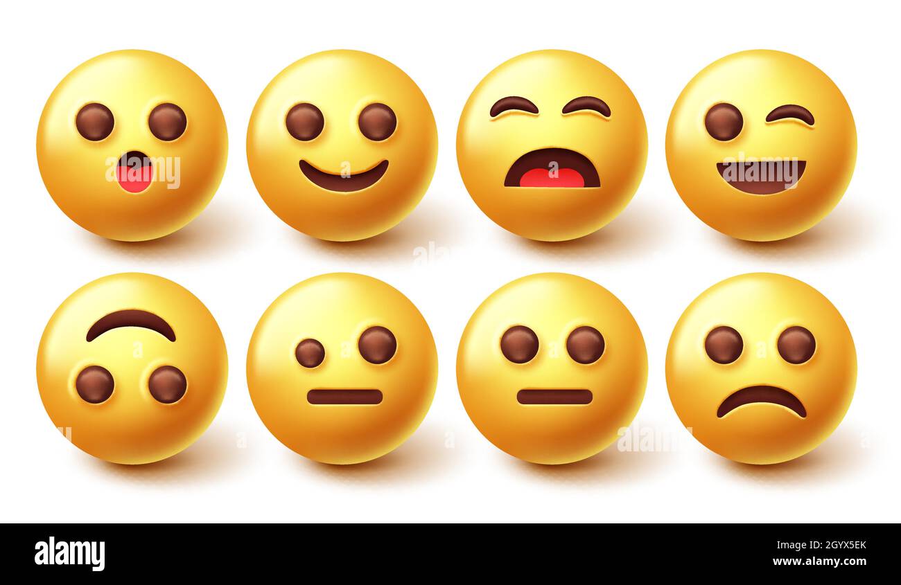 Emojis character vector set. Emoji 3d with smiling, upset and sad ...