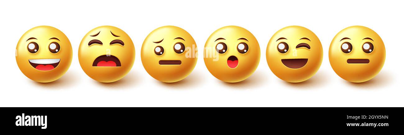 Emojis character vector set. Emoji emoticons in 3d collection with cute ...