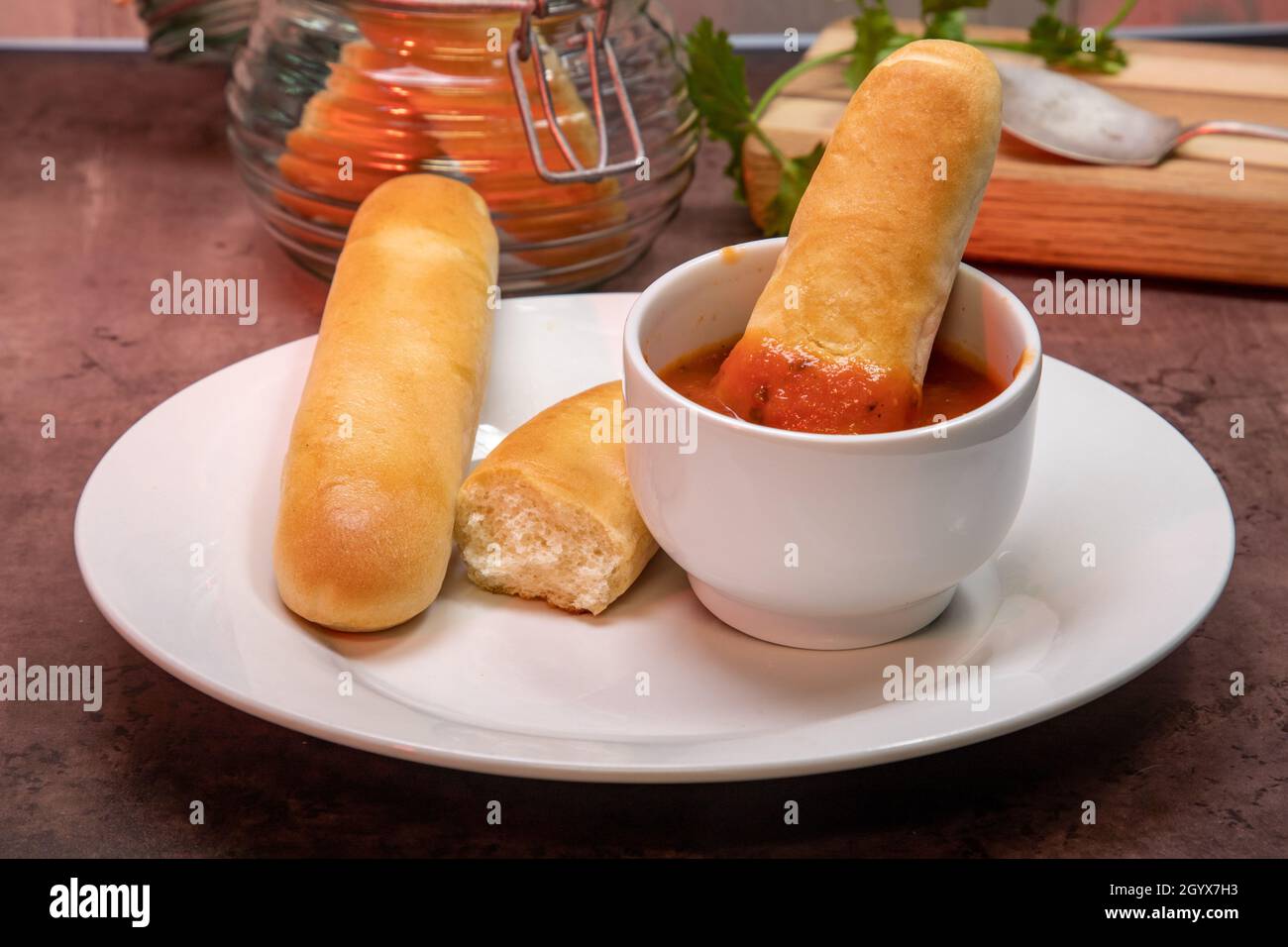 Breadsticks and dipping sauce hi-res stock photography and images - Alamy