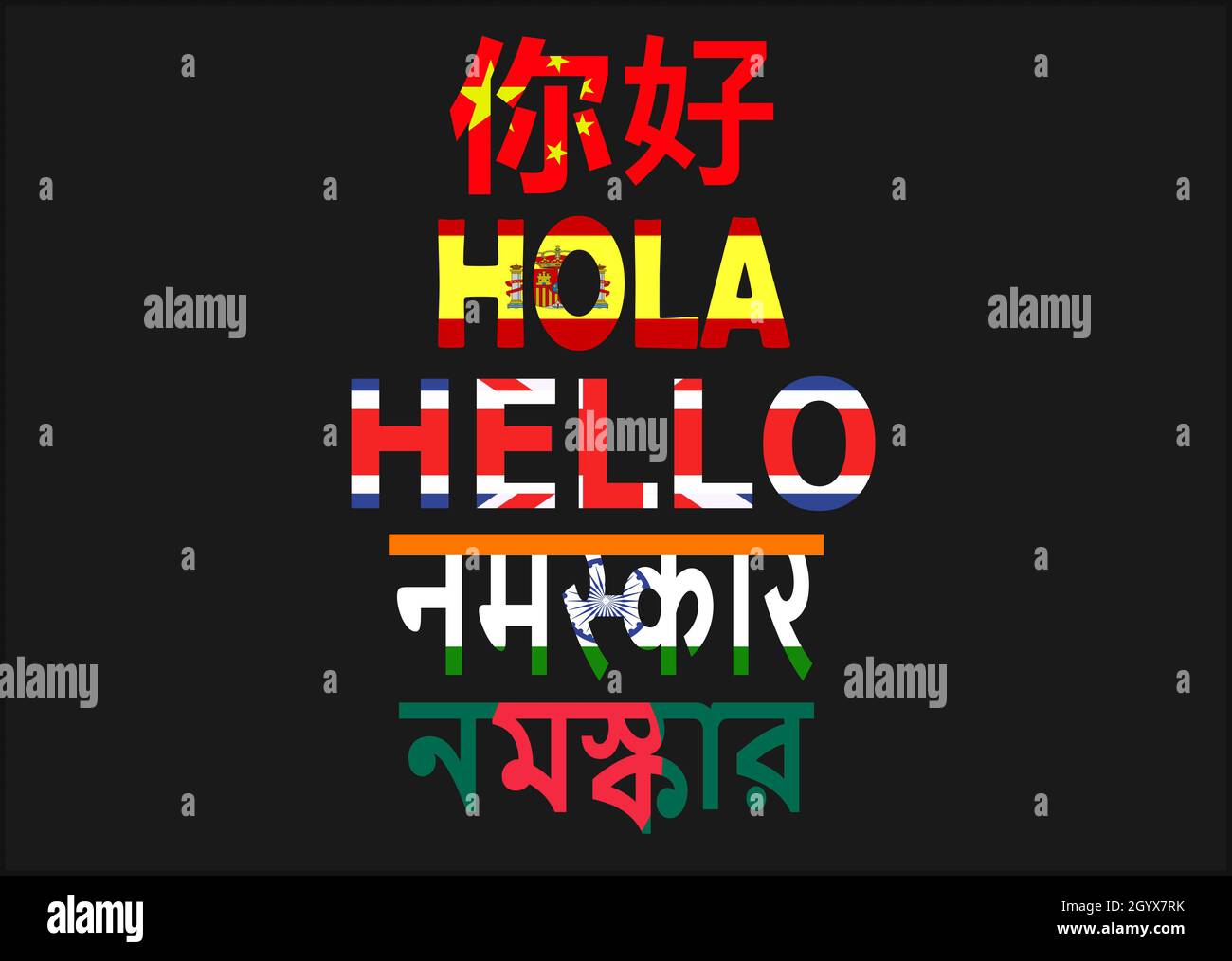 An illustration of the word hello in the worlds most spoken languages ...