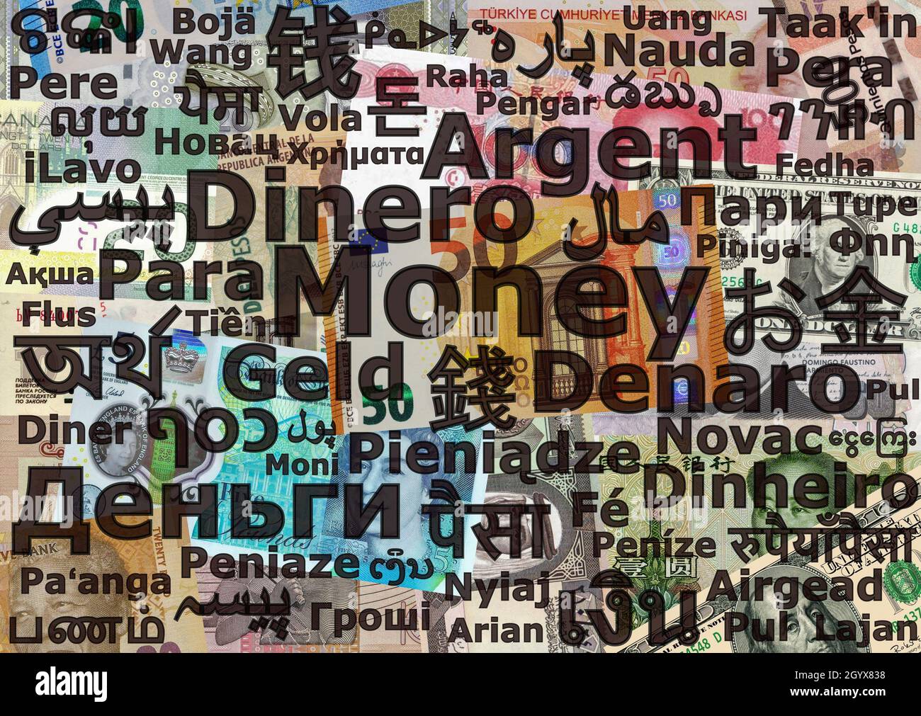 n illustration of the word money in different languages for wallpaper ...