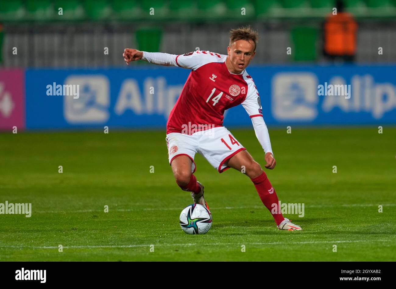 October 10, 2021:Mikkel Damsgaard of Denmark during Moldova against ...