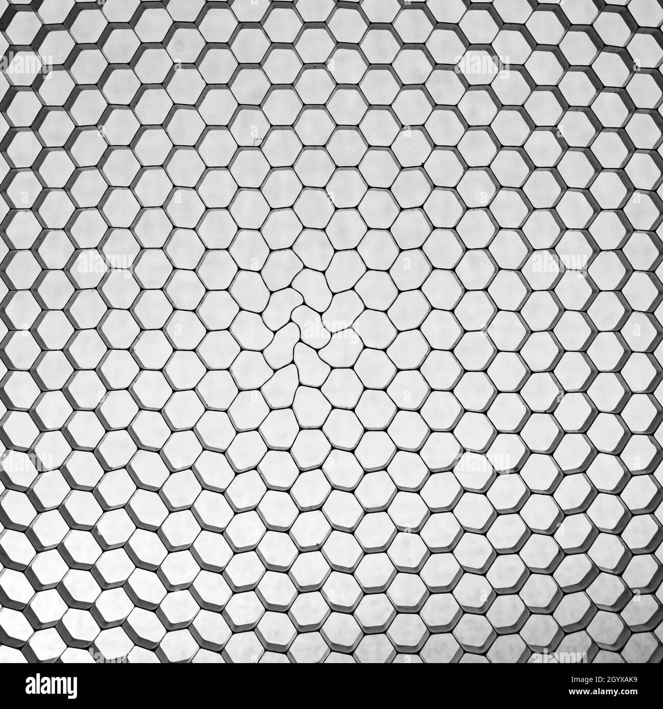 Geometric hexagon cells structure black and white abstract Stock Photo ...