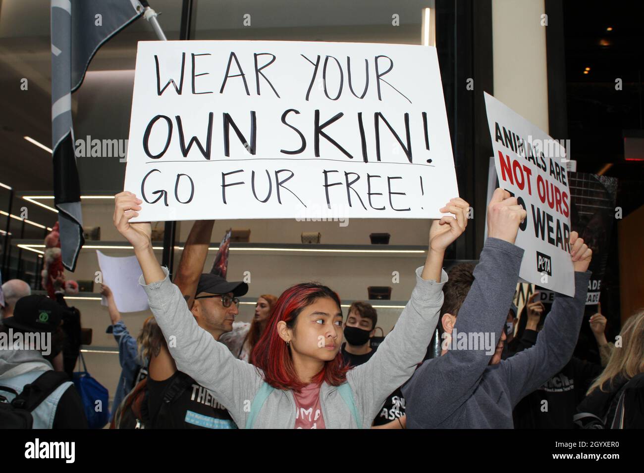 October 9, 2021, New York, New York, USA: New York, Anti Fur protest in ...