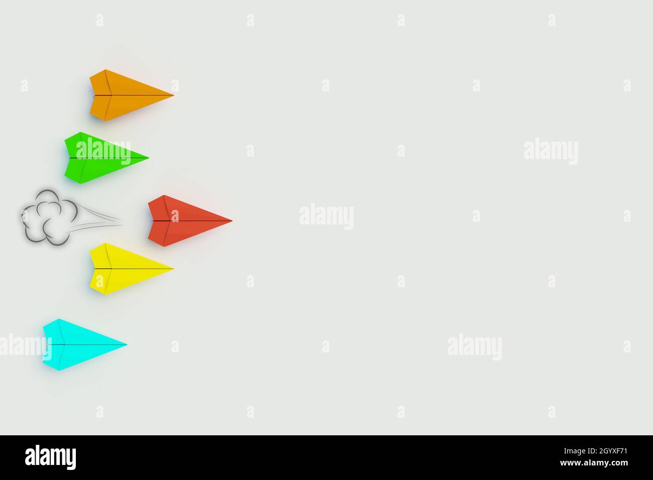 3d paper rocket take aleader, leader ship concept, 3d illustration ...