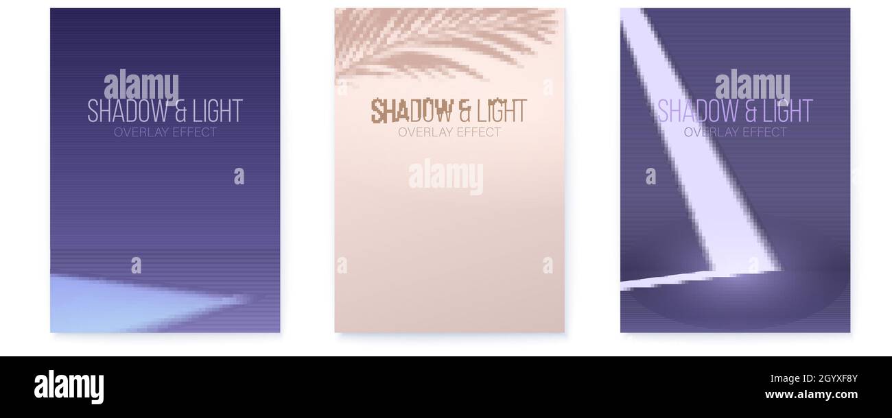 Set of posters with light of spotlight and shadows. Minimalistic covers ...
