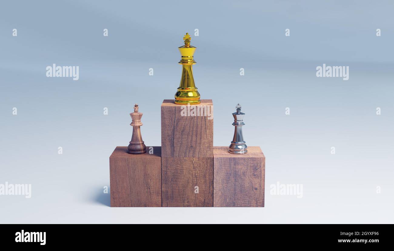 Winner position of kings chess, business success concept, 3D ...