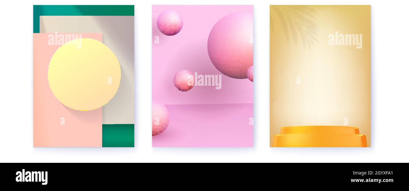 Set of covers with abstract studio backgrounds. Geometric design ...