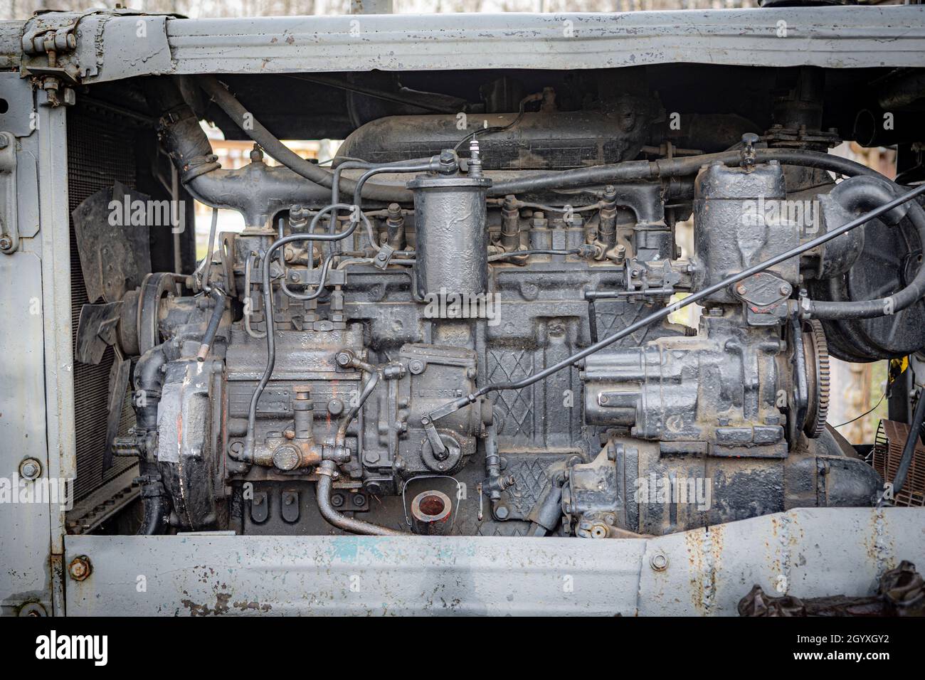 old diesel engine of tractor Stock Photo - Alamy