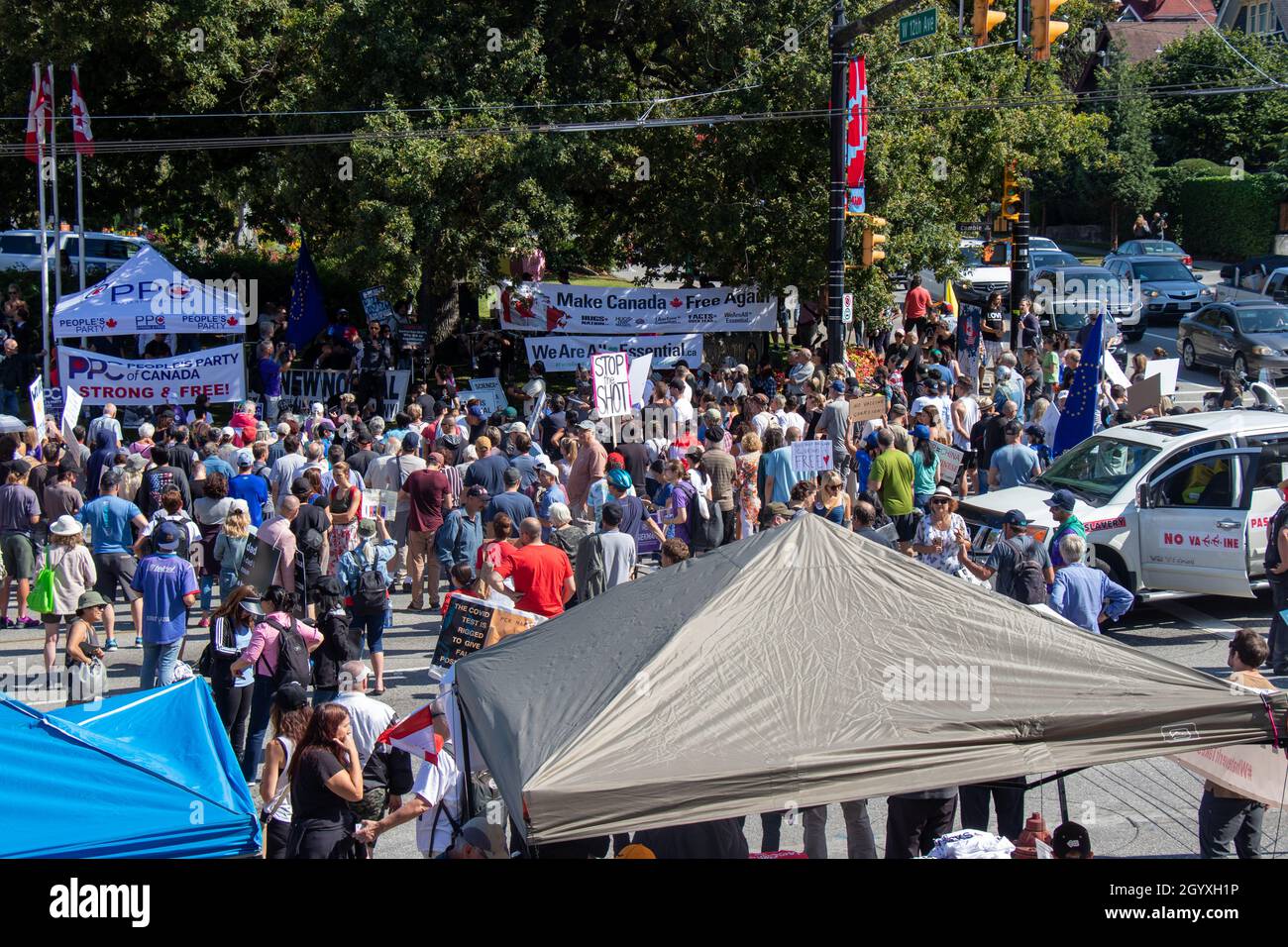 Vancouver, Canada - September 8,2021: The rally against the BC Vaccine ...