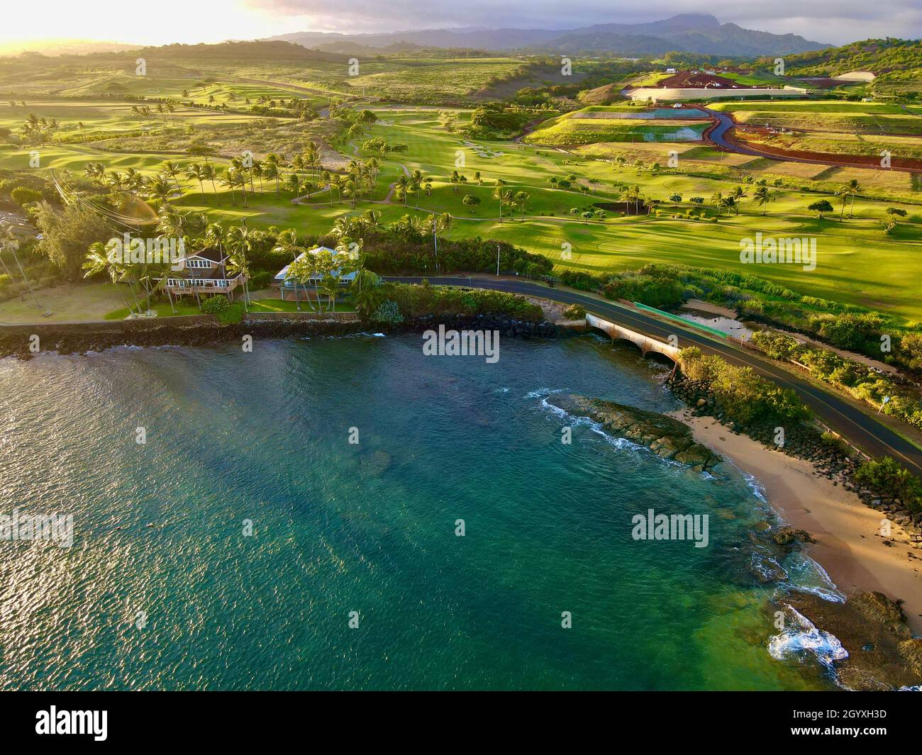 Aerial view of Kukuiula harbor Stock Photo - Alamy