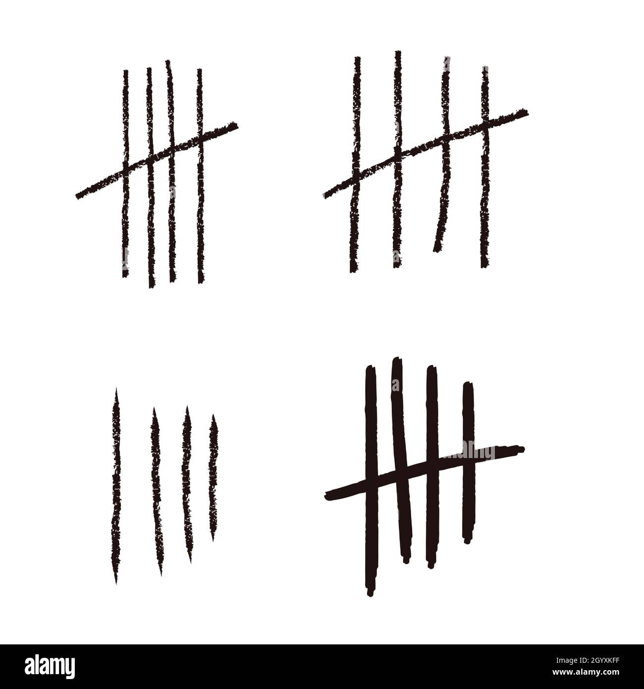 Tally marks lines or sticks hand drawn isolated on white background ...
