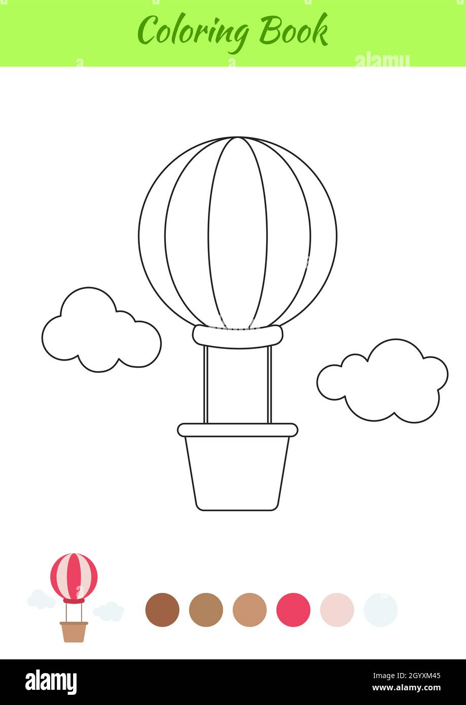 Coloring book hot air balloon for children. Educational activity page ...