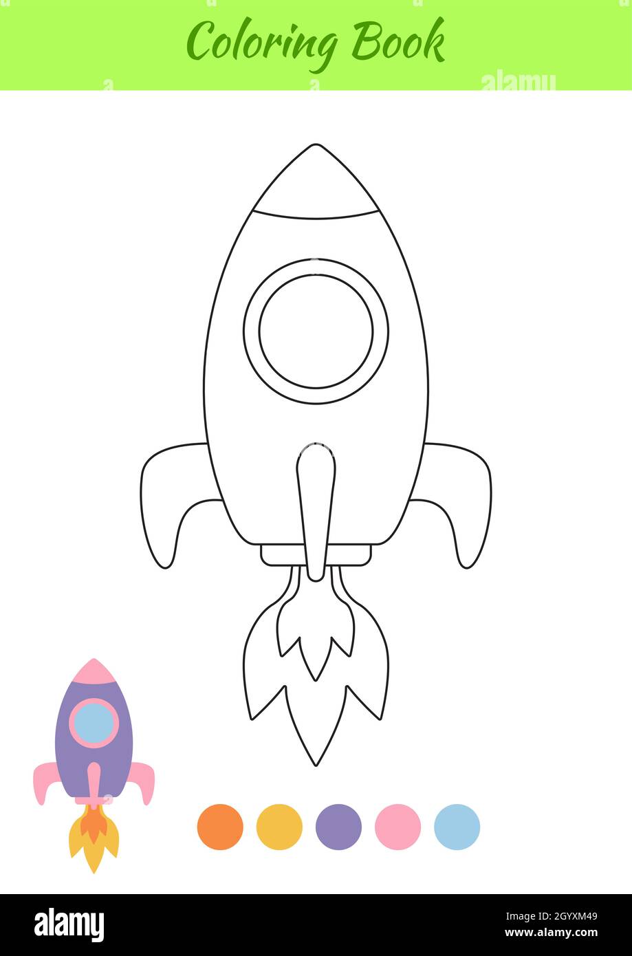 Coloring book rocket for children. Educational activity page for ...