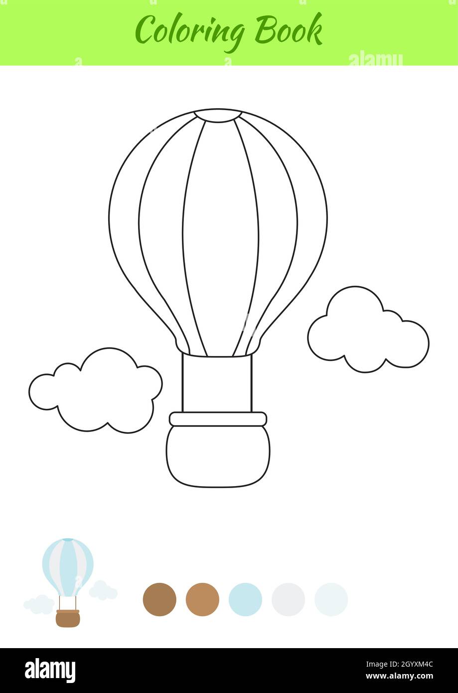 Coloring book hot air balloon for kids. Printable worksheet ...