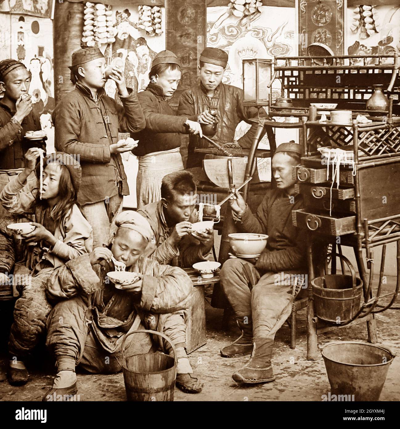 Chow shop, Canton (now Guangzhou), China, Victorian period Stock Photo ...