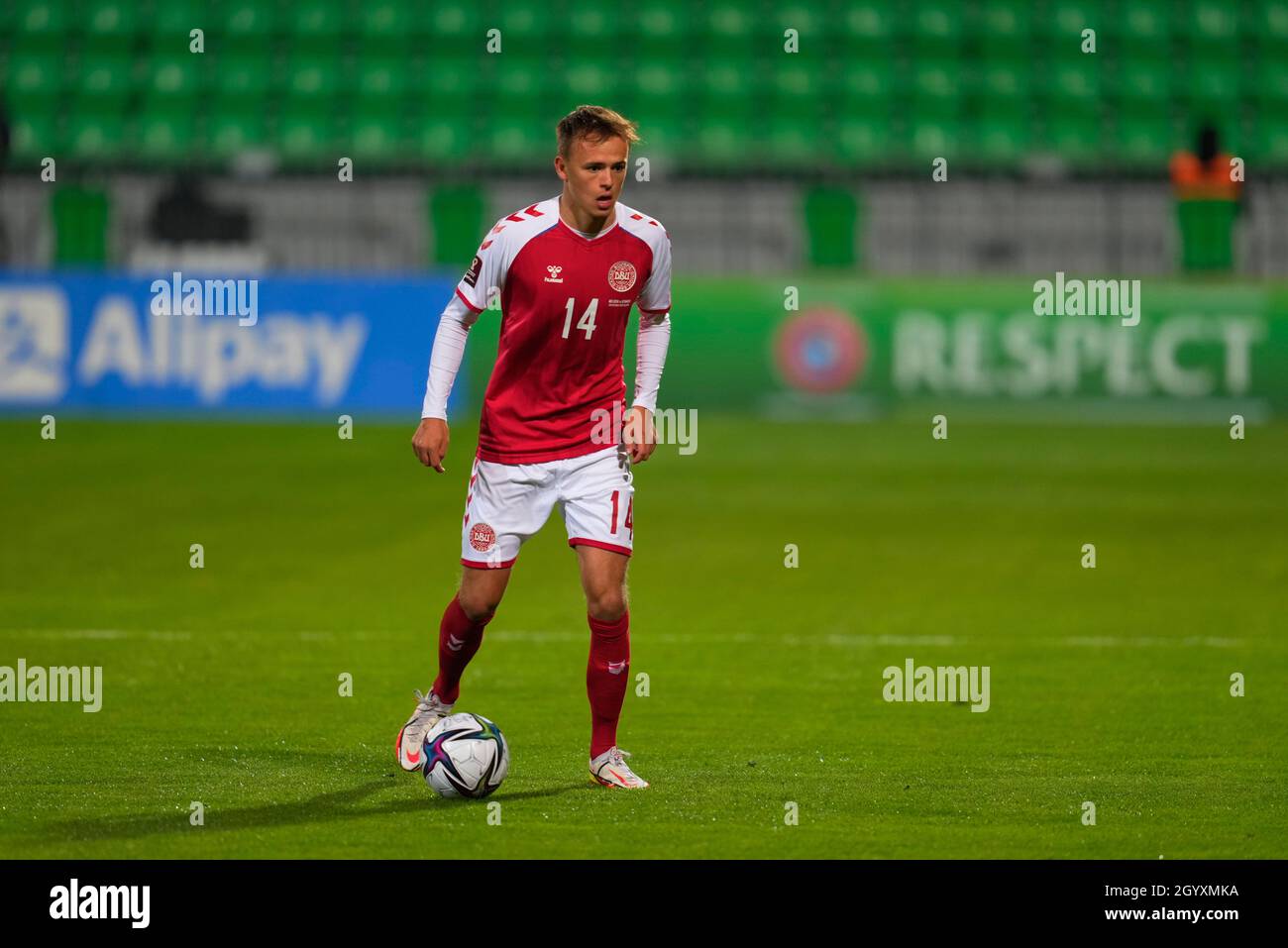 October 10, 2021:Mikkel Damsgaard of Denmark during Moldova against ...