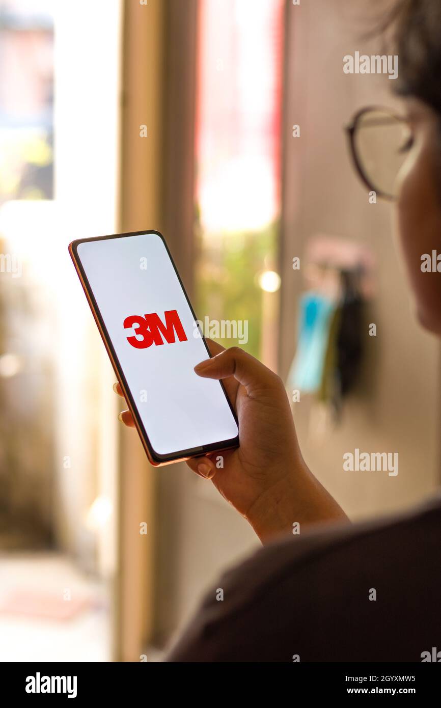 West Bangal, India - October 09, 2021 : 3M logo on phone screen stock ...