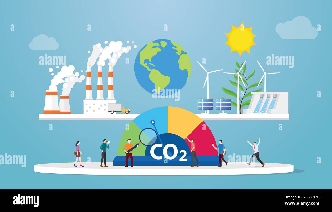 carbon neutral co2 balance concept with modern flat style vector ...