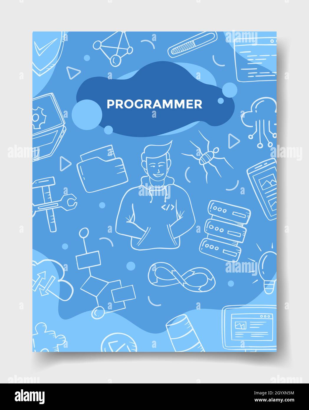 programmer jobs career or profession with doodle style for template of ...