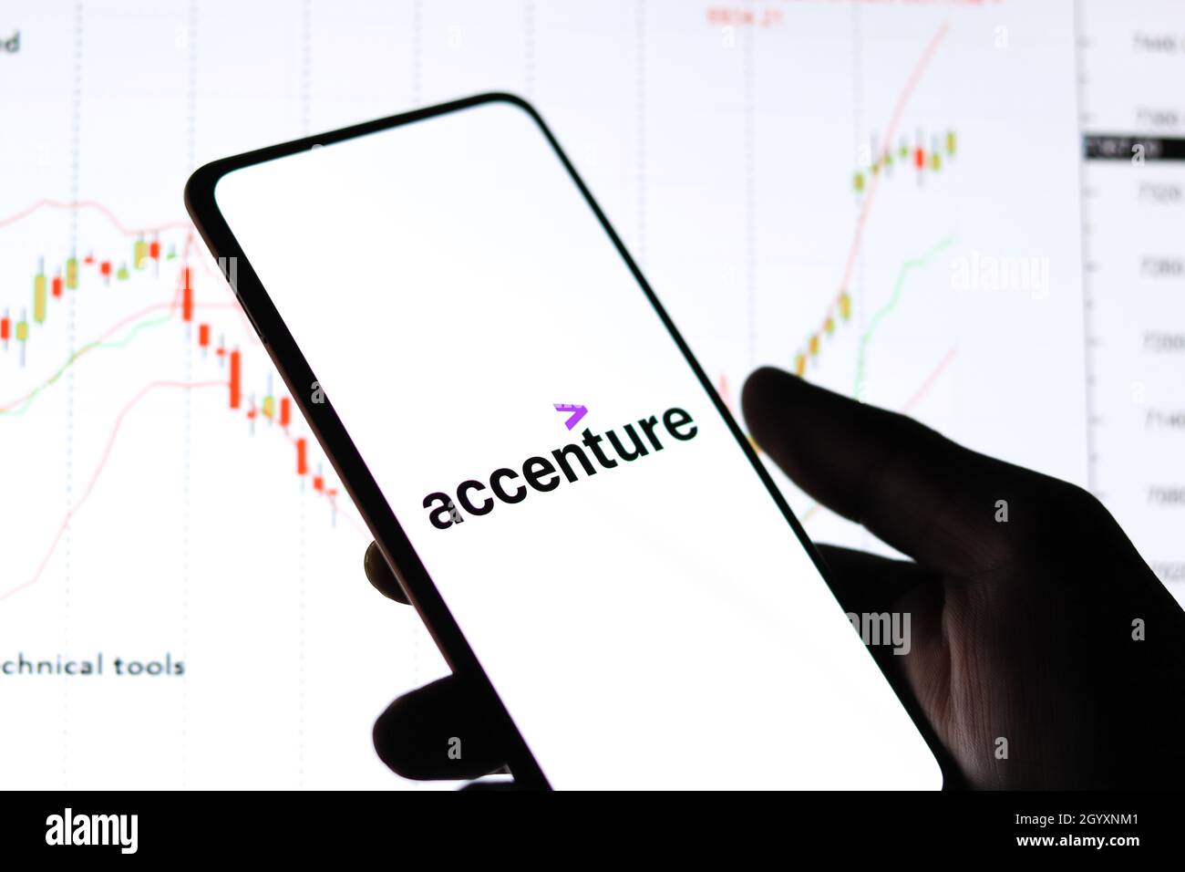 West Bangal, India - October 09, 2021 : Accenture logo on phone screen ...