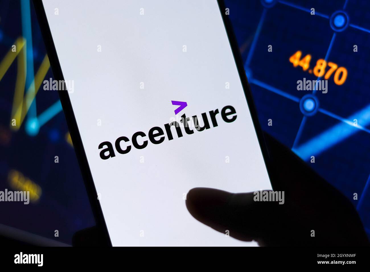 West Bangal, India - October 09, 2021 : Accenture logo on phone screen ...