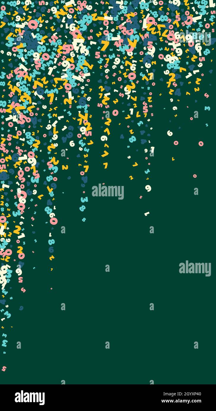 Falling light numbers. Math study concept with flying digits. Sightly ...