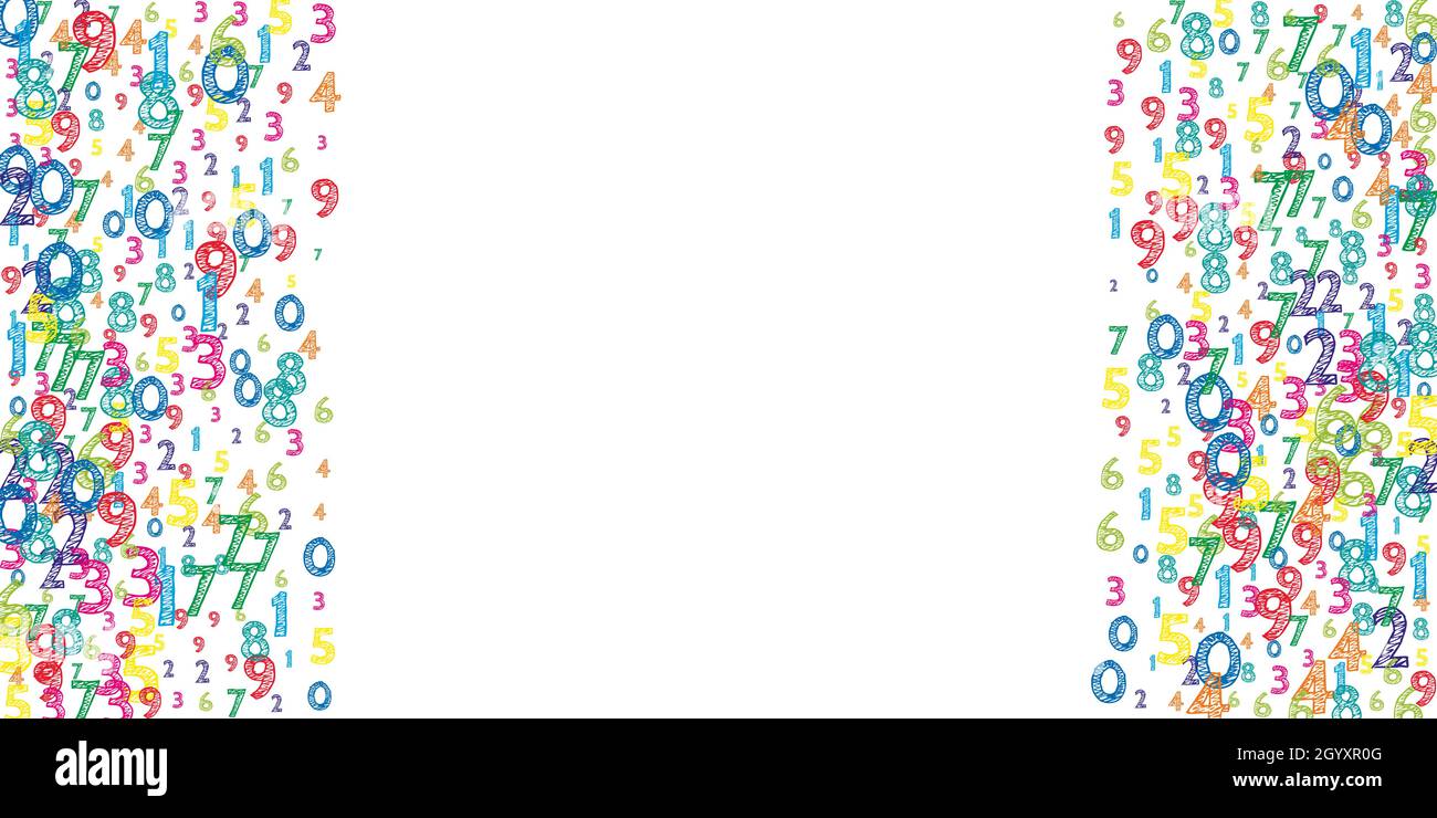 Falling colorful orderly numbers. Math study concept with flying digits ...