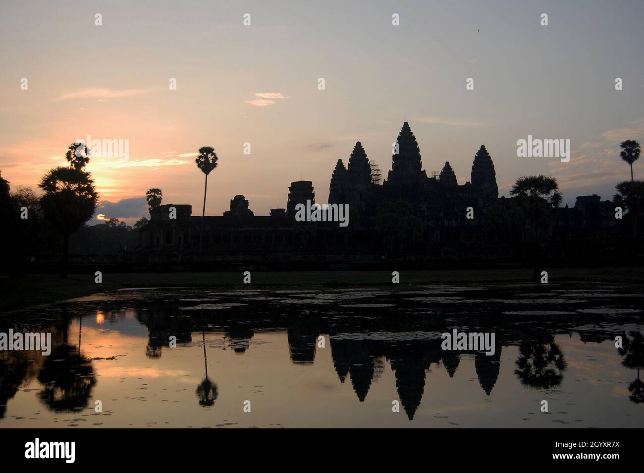 Ancient ruins antique building castle Khmer Empire of Angkor Wat city ...