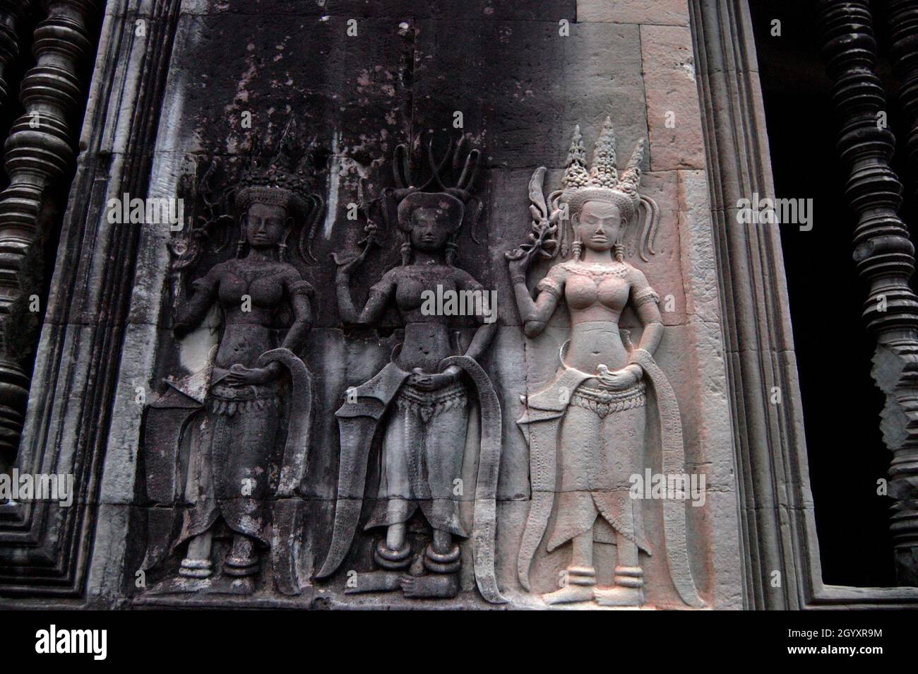 Sculpture carving figure apsaras or apsara angel deity female spirit of ...