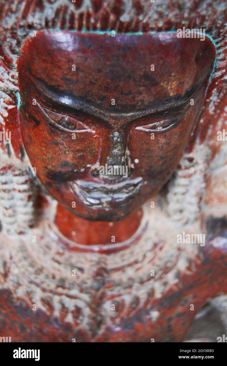 Sculpture carving figure apsaras or apsara angel deity female spirit of ...