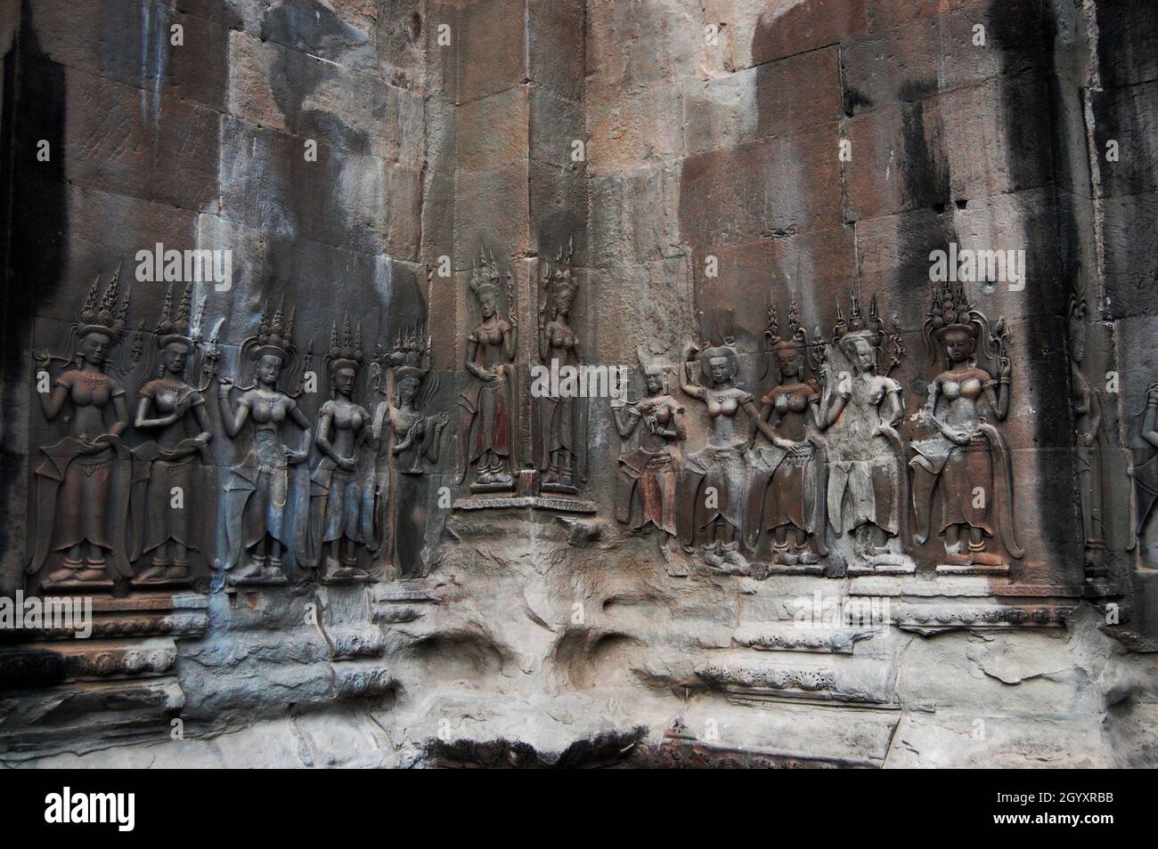 Sculpture carving figure apsaras or apsara angel deity female spirit of ...