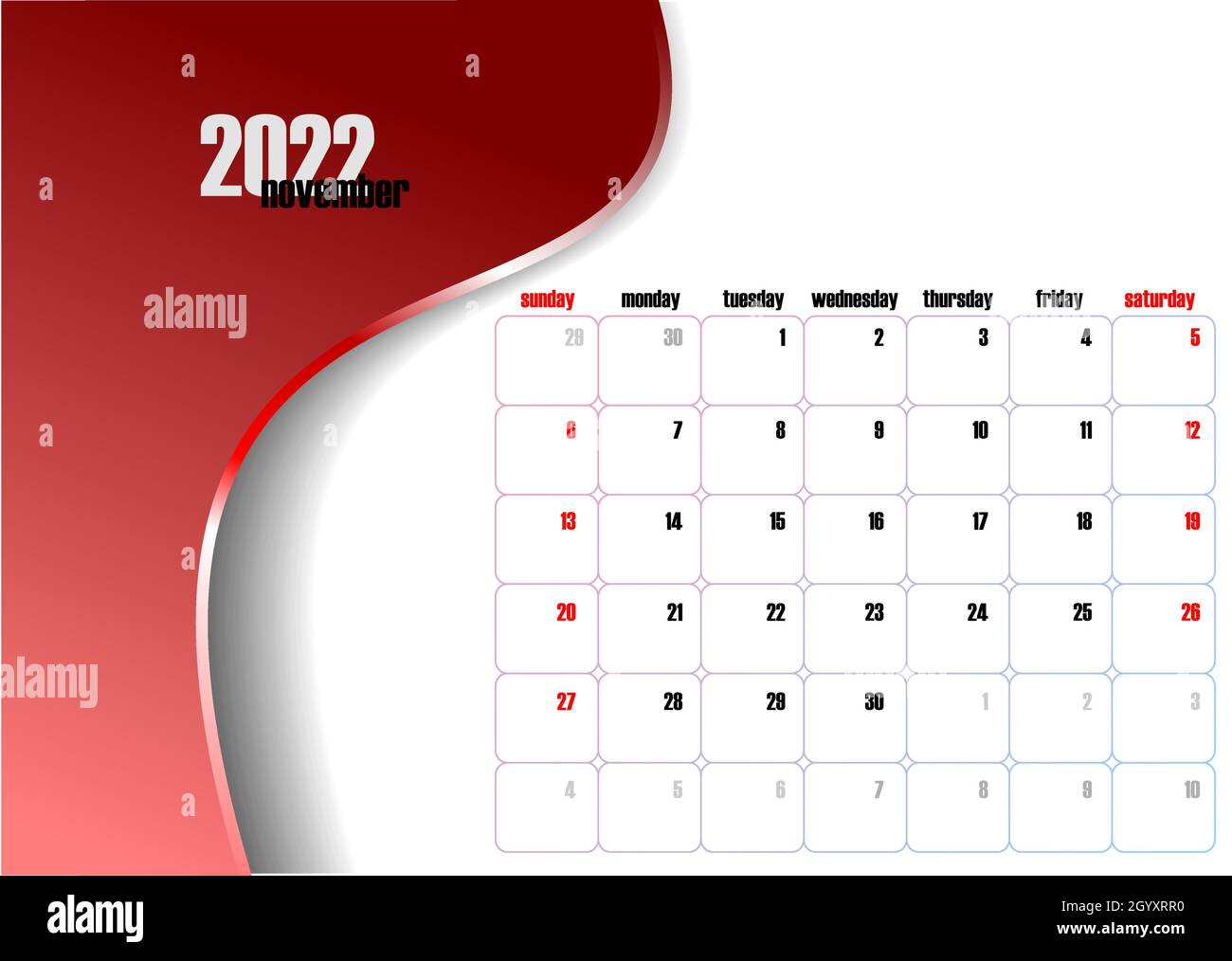 2022 calendar. Can be used as organizer Stock Vector Image & Art - Alamy