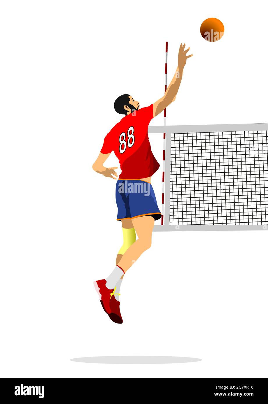 Male professional volleyball player isolated on white. 3d vector color ...