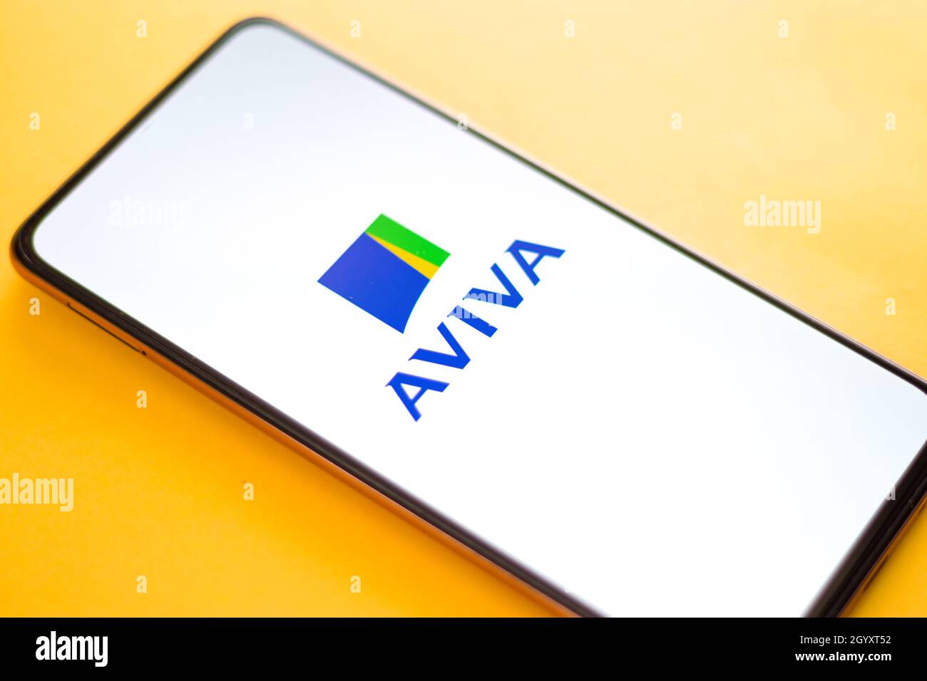 West Bangal, India - October 09, 2021 : Aviva logo on phone screen ...