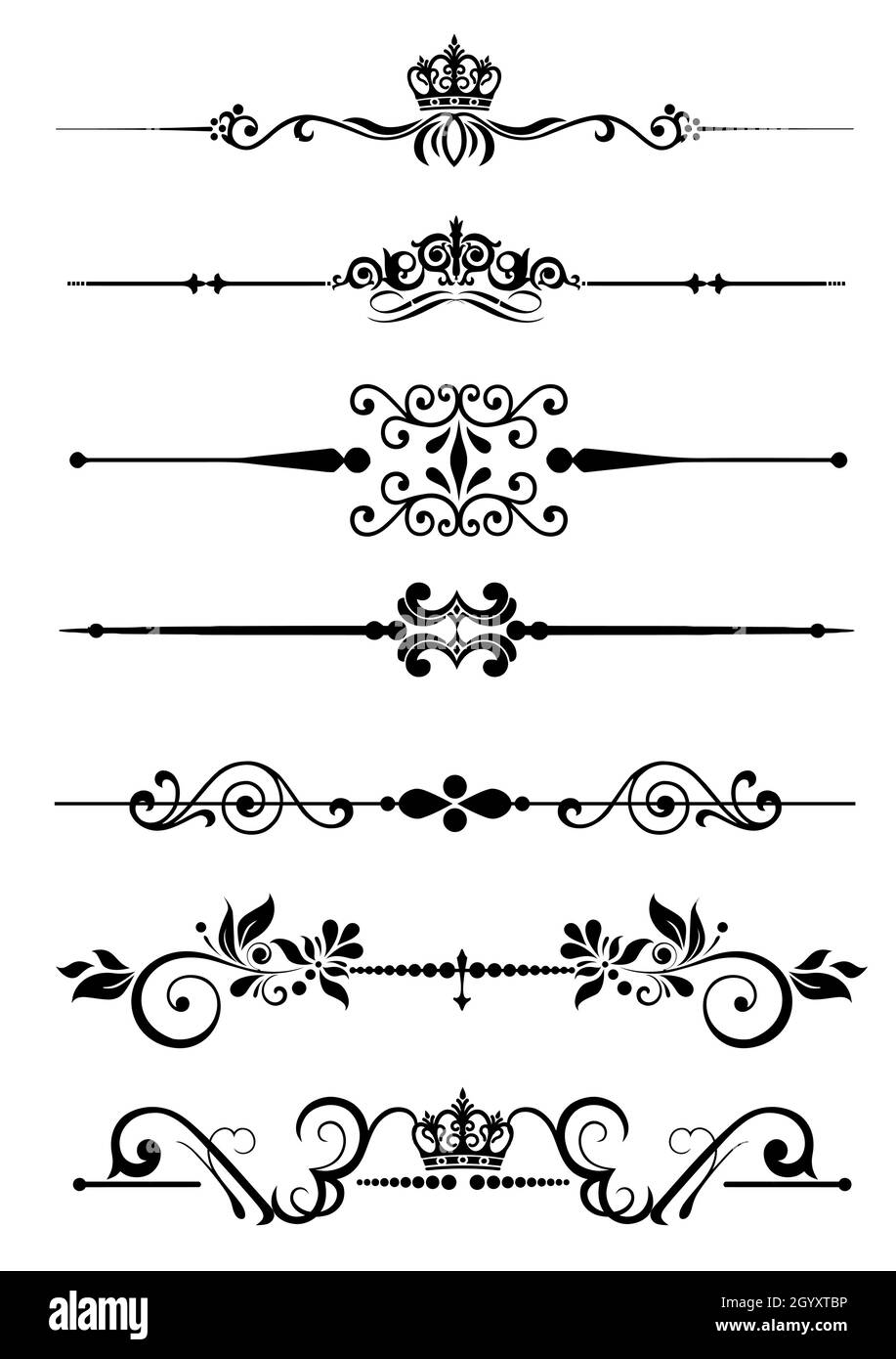 Collection of Ornamental Rule Lines in Different Design styles Stock ...