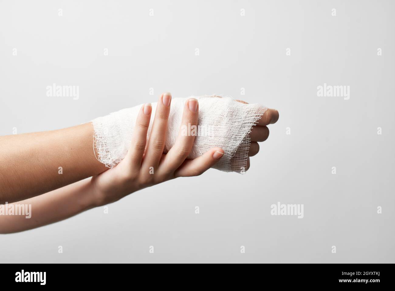 bandaged arm injury health problems medicine Stock Photo - Alamy
