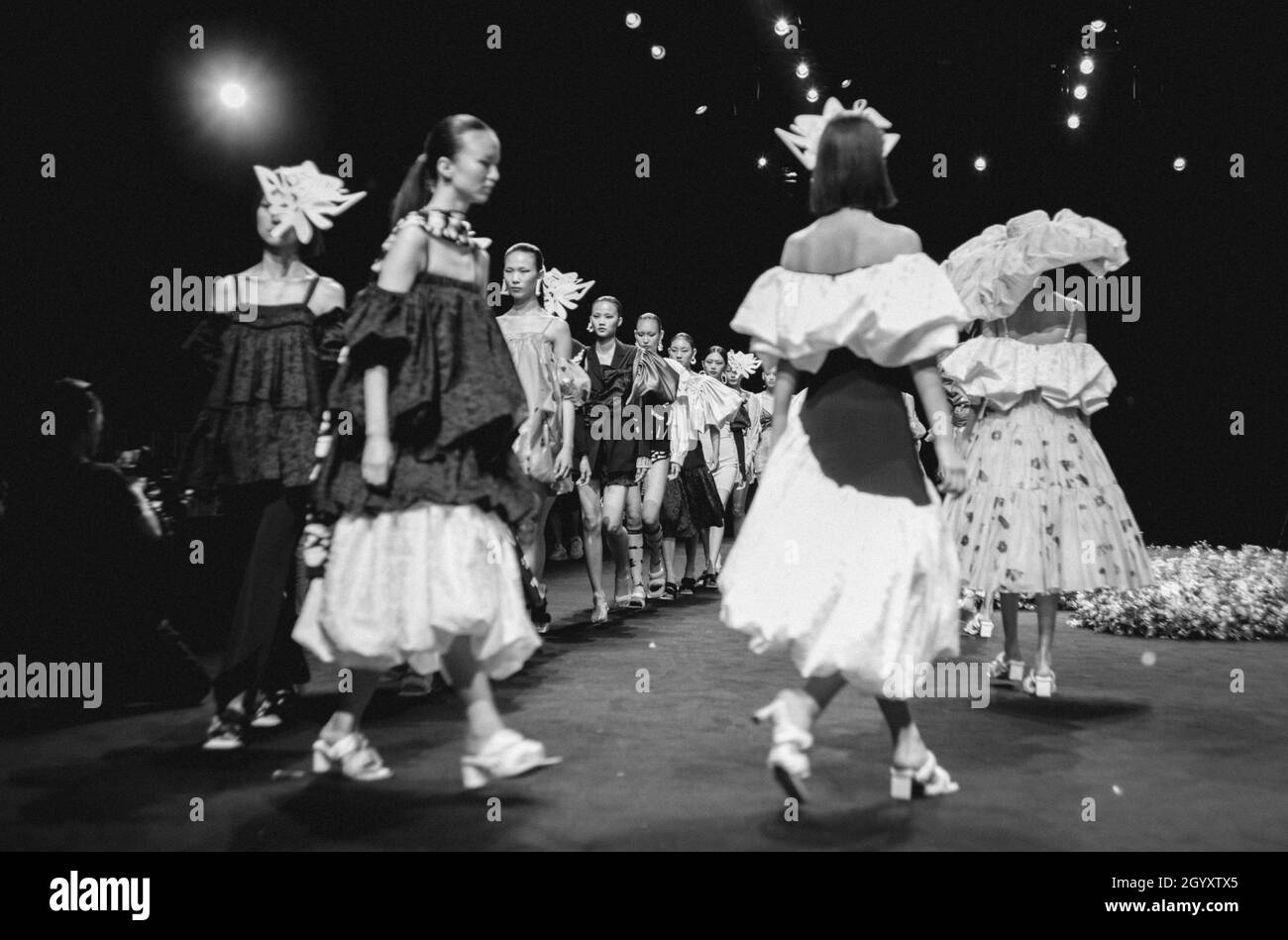 SHANGHAI, CHINA - OCTOBER 9, 2021 - Models walk the runway at the SS ...