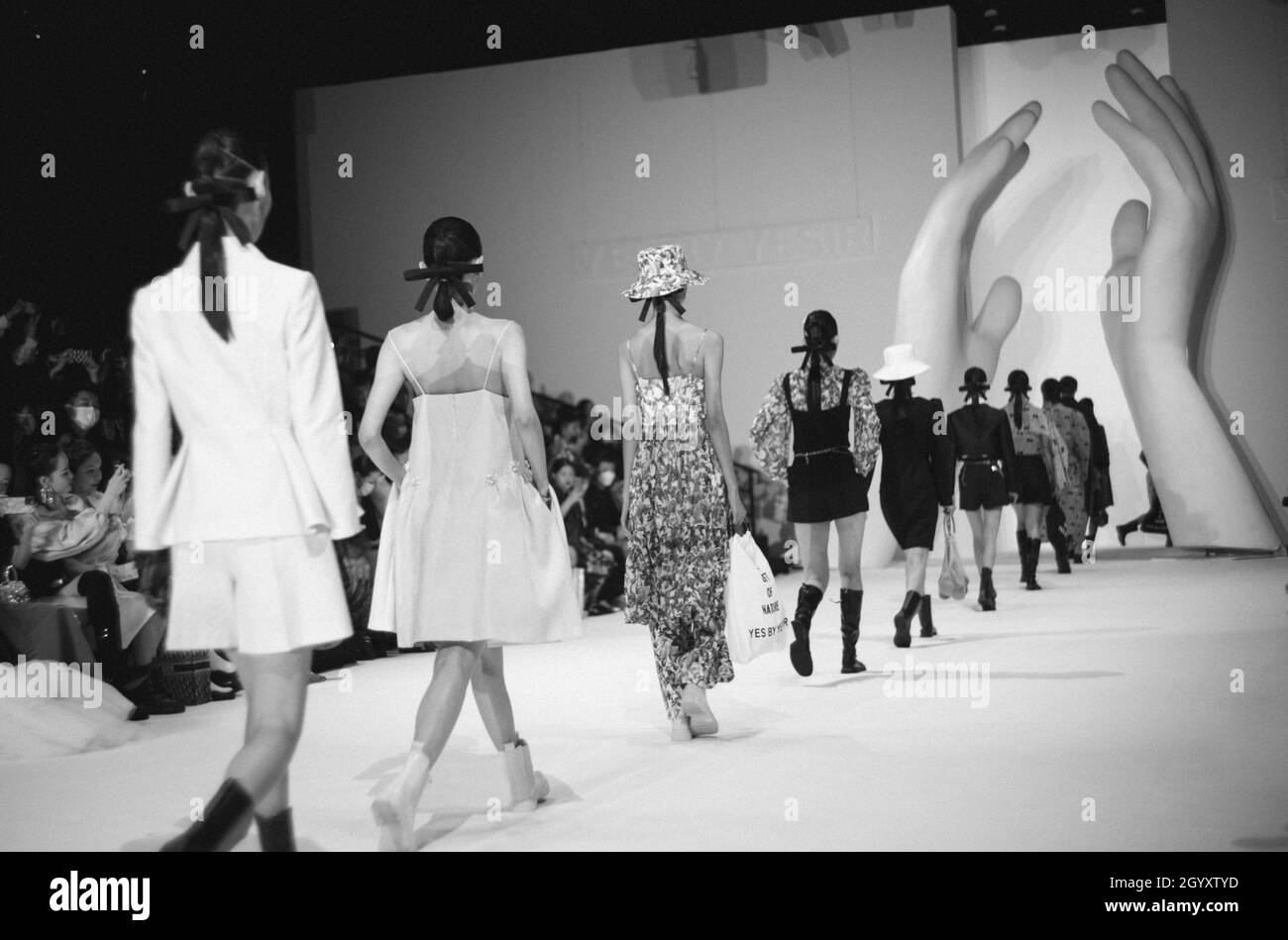 SHANGHAI, CHINA - OCTOBER 9, 2021 - Models walk the runway at the SS ...