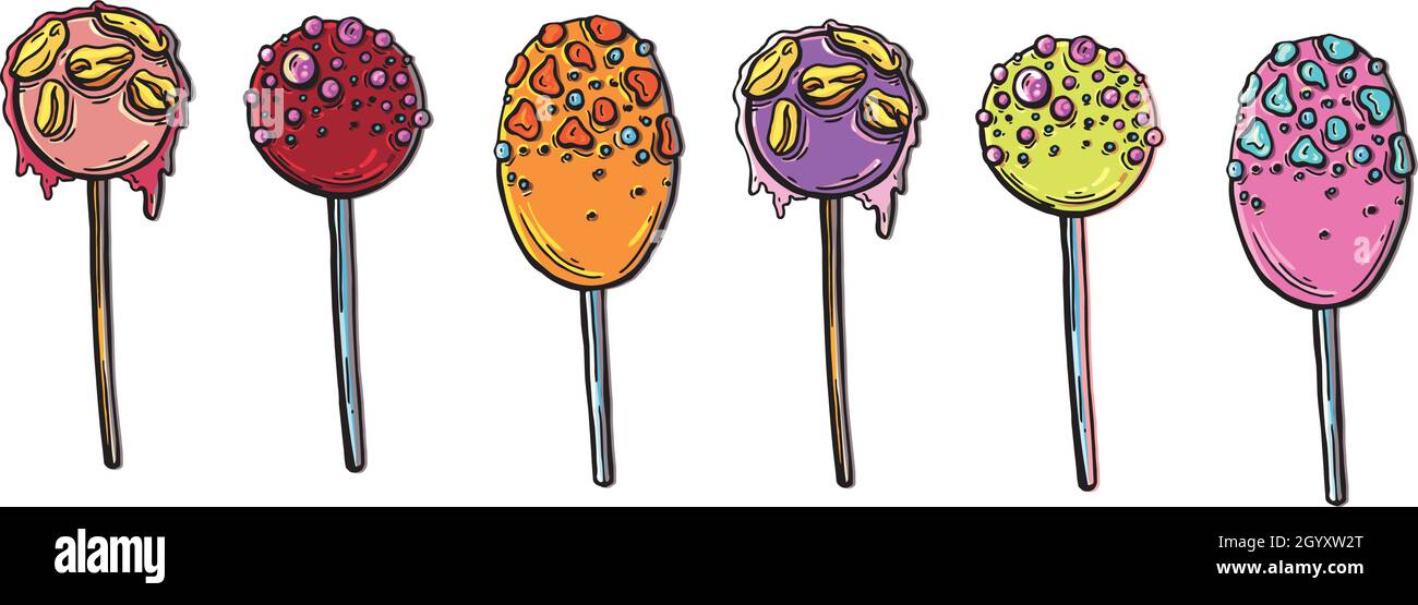 Cotton candy on a stick Stock Vector Images - Alamy
