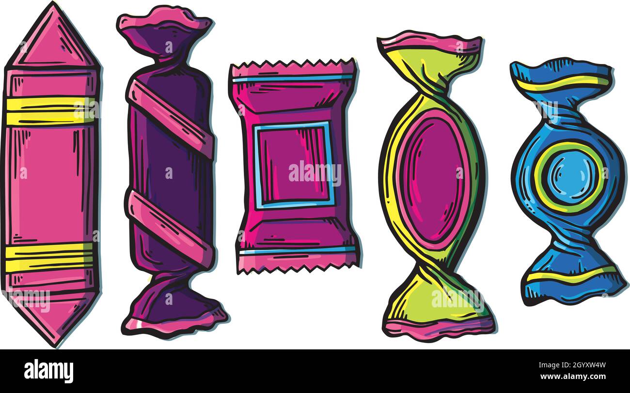 set of sweets, caramels, candy on a stick Stock Vector Image & Art - Alamy